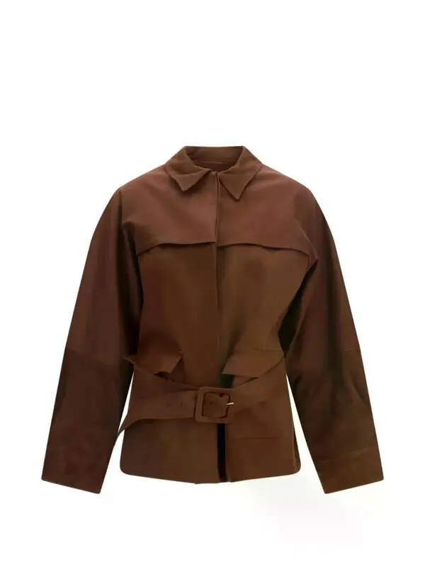 Fabiana Filippi Belted Suede-trimmed Jacket - Brown