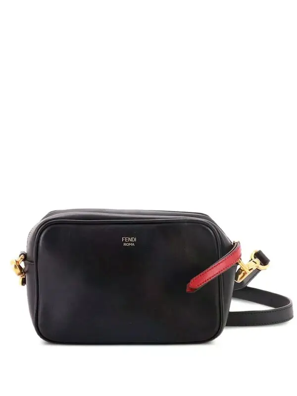 Fendi Camera Bag Zucca Embossed Leather Small Crossbody Bag - Black