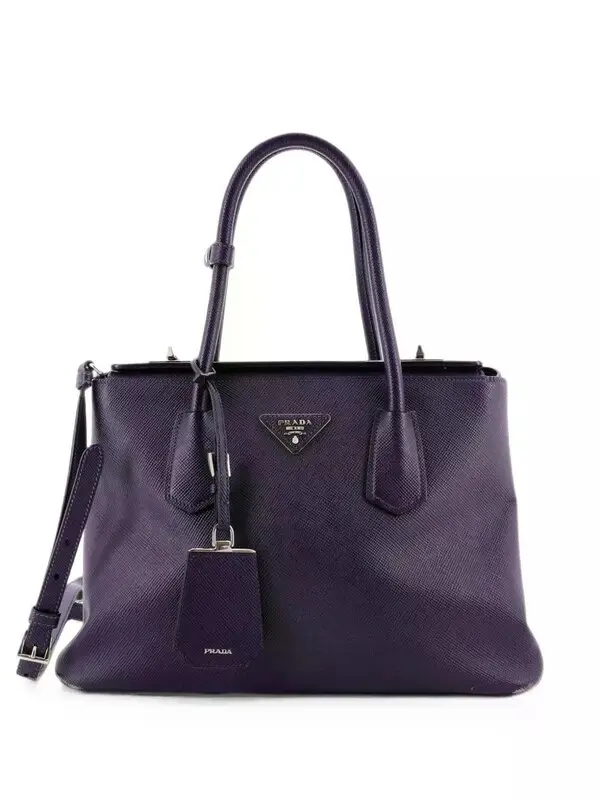 Prada Saffiano Leather Small Tote Bag - Purple