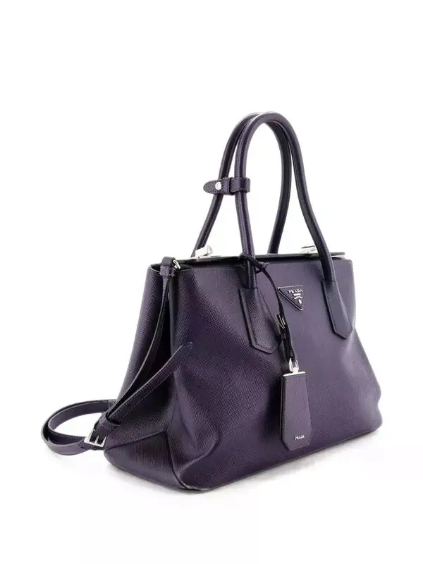 Prada Saffiano Leather Small Tote Bag - Purple