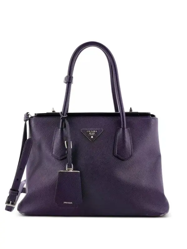 Prada Saffiano Leather Small Tote Bag - Purple