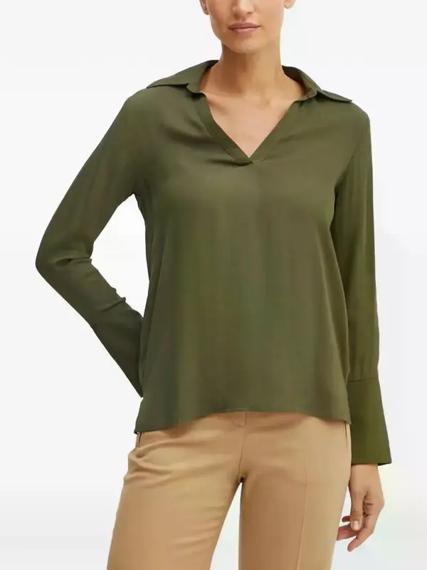 SILVIAN HEACH V-neck Collared Top - Green