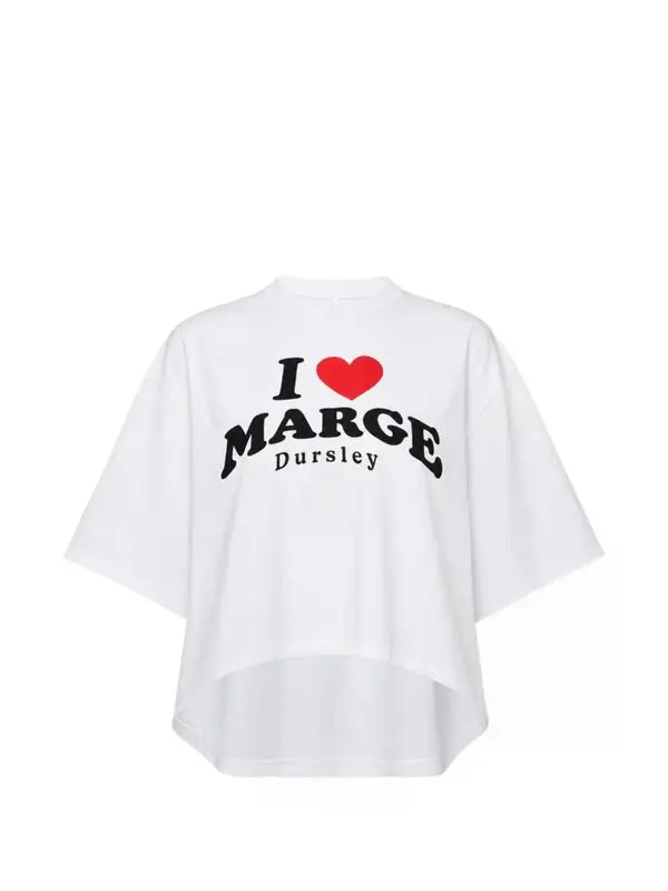 DOUBLET I Love Marge Dursley Print Asymmetric T-shirt