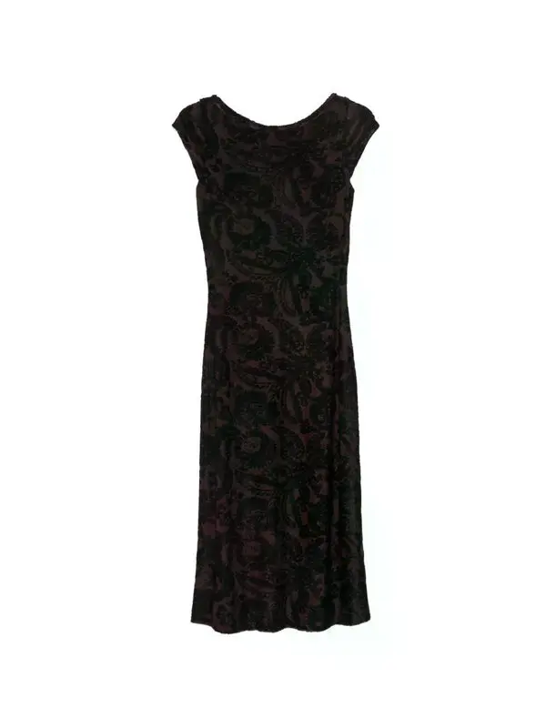 Etro Paisley-patterned Devoré Midi Dress - Black