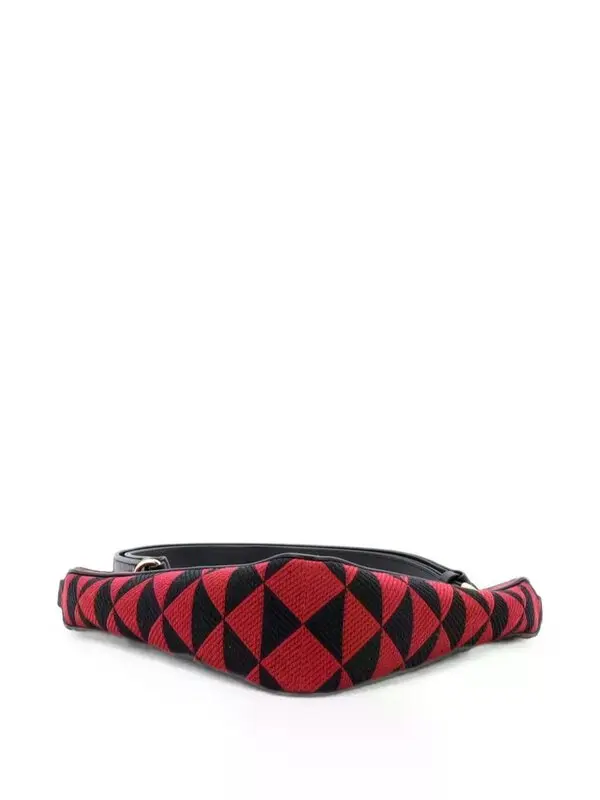 Prada Symbole Triangle Bag Leather And Jacquard Mini Shoulder Bag - Red