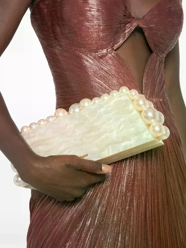 Cult Gaia Eos Lungo Faux-pearl Marbled Clutch Bag - Neutrals