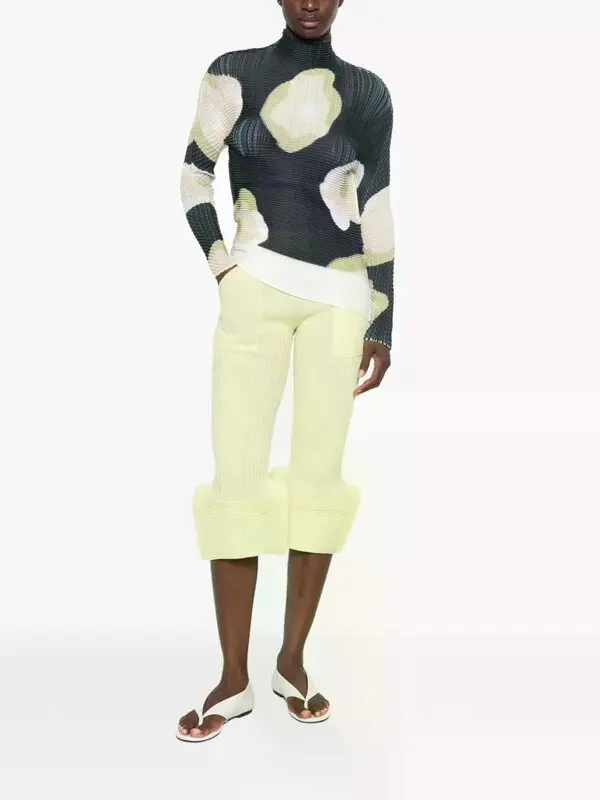 Issey Miyake Ribbed-knit Cropped Trousers