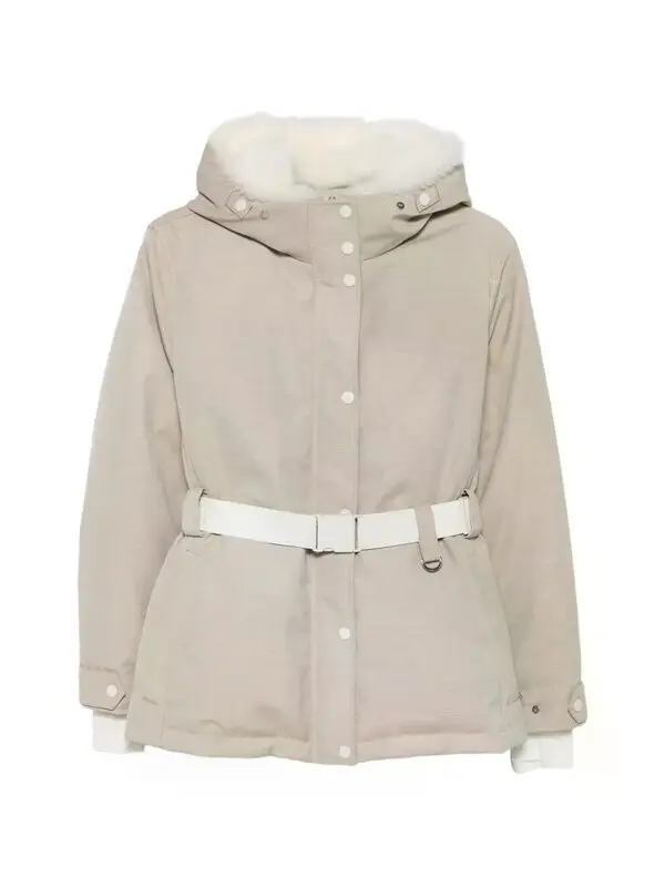 YVES SALOMON Belted Hooded Coat - Neutrals