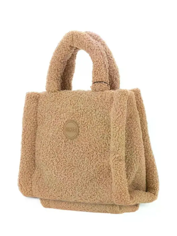 COLMAR Teddy-effect Logo-patch Tote Bag - Neutrals