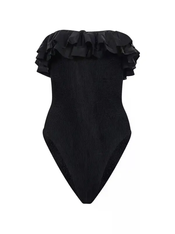 Hunza G Eloise Ruffled-detail Swimsuit - Black