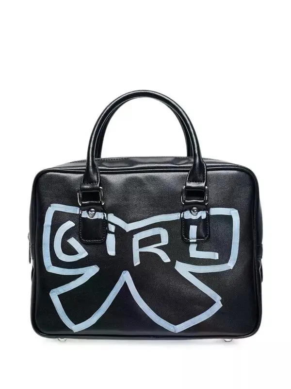Comme Des Garçons Bow-print Tote Bag - Black