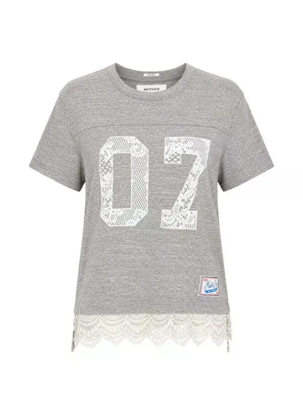 MOTHER The Footballer Lace-trim T-shirt - Grey
