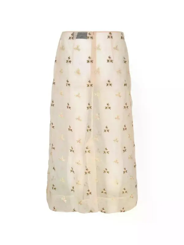 Simone Rocha Rosebud Embroidered Tulle Midi Skirt