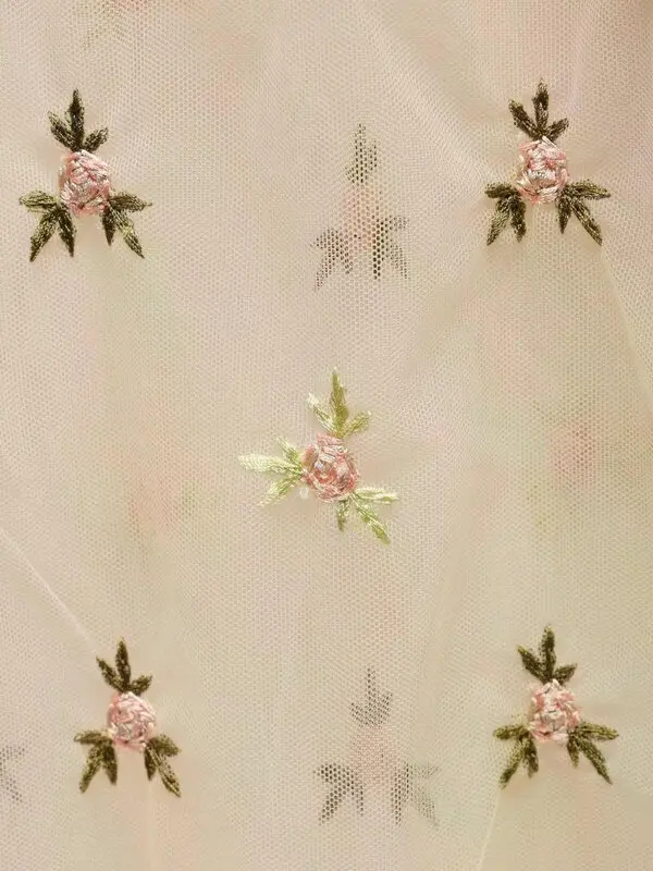 Simone Rocha Rosebud Embroidered Tulle Midi Skirt