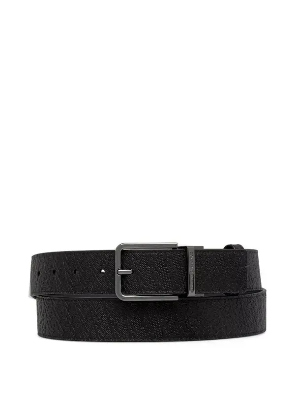 Armani Exchange Reversible Logo-embossed Belt - Black