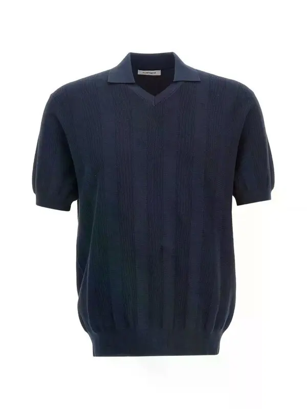 KANGRA Vertical-striped Ribbed-trim Fine-knit T-shirt