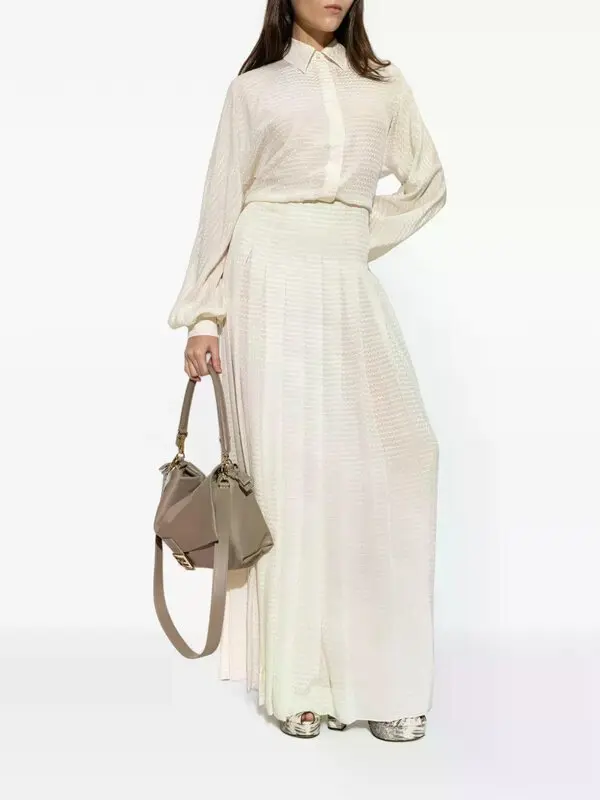 Fendi Ivory Silk Crêpe Pleated Shirt Dress - Neutrals