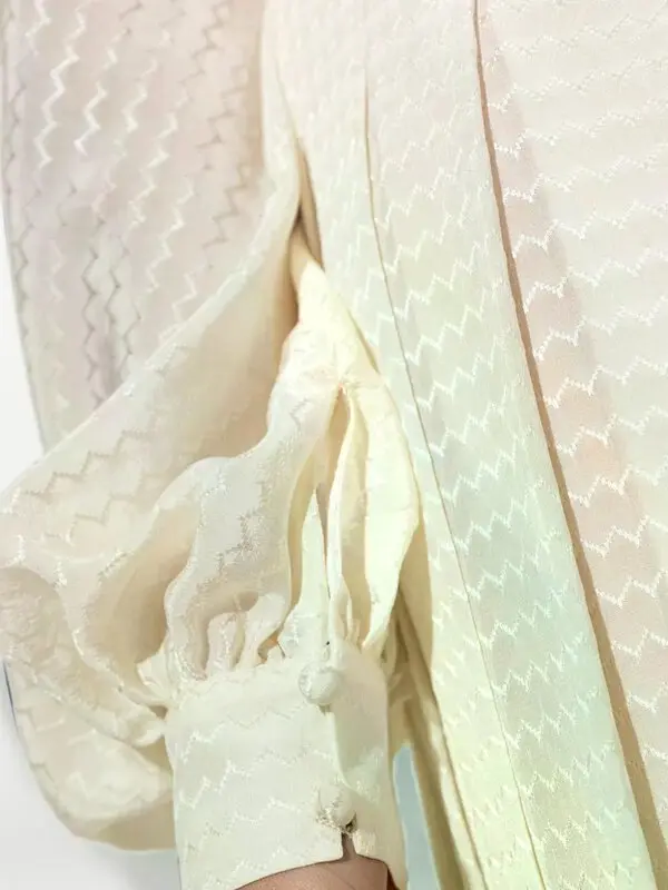 Fendi Ivory Silk Crêpe Pleated Shirt Dress