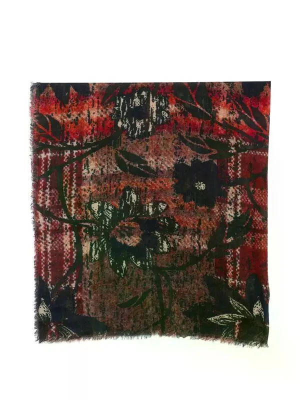 SGOMBERO CANTINE Floral-print Fringed Scarf - Red