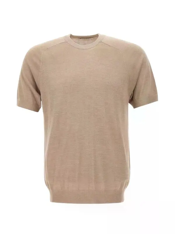 KANGRA Short-sleeve Saddle-shoulder Fine-knit T-shirt