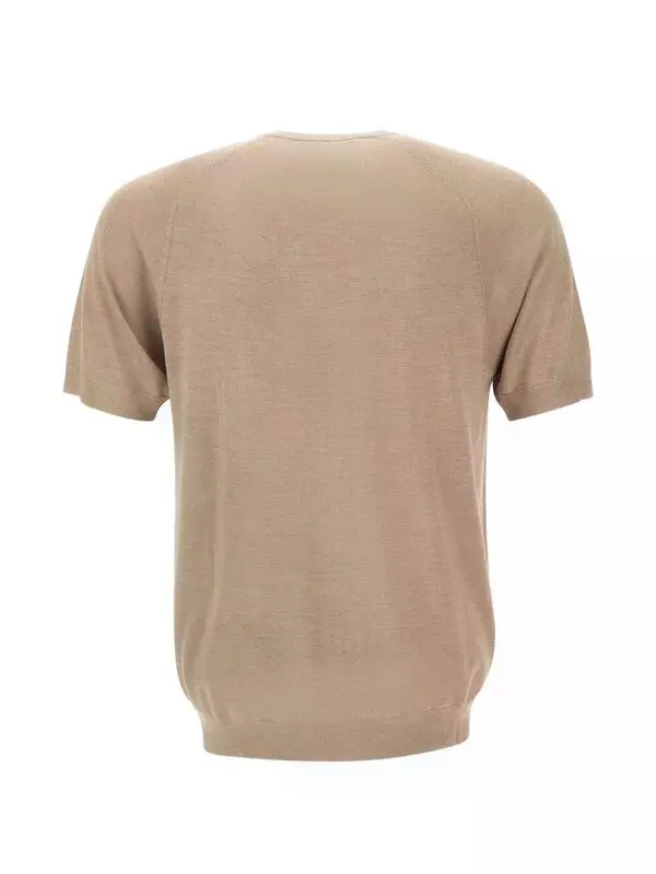 KANGRA Short-sleeve Saddle-shoulder Fine-knit T-shirt