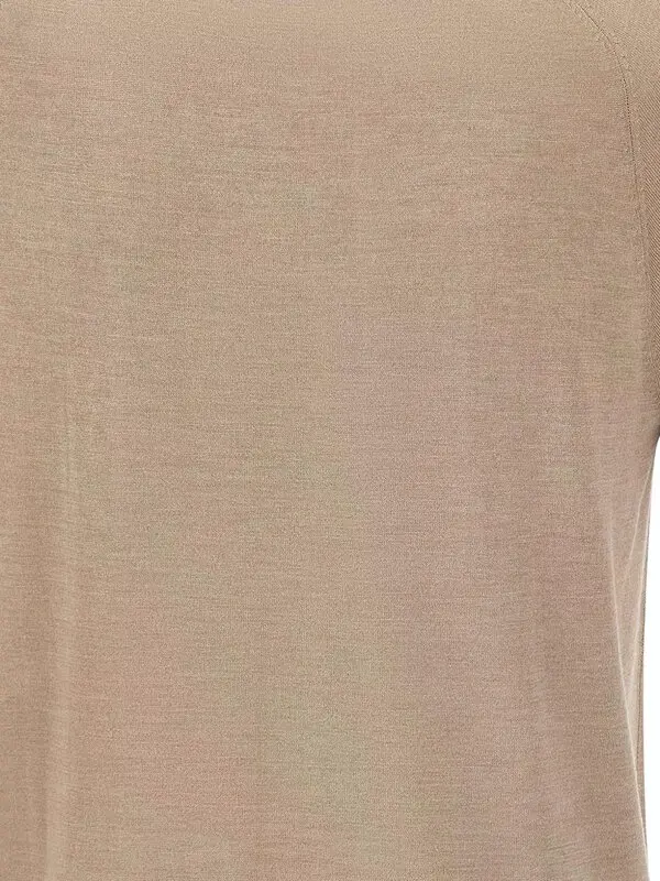 KANGRA Short-sleeve Saddle-shoulder Fine-knit T-shirt