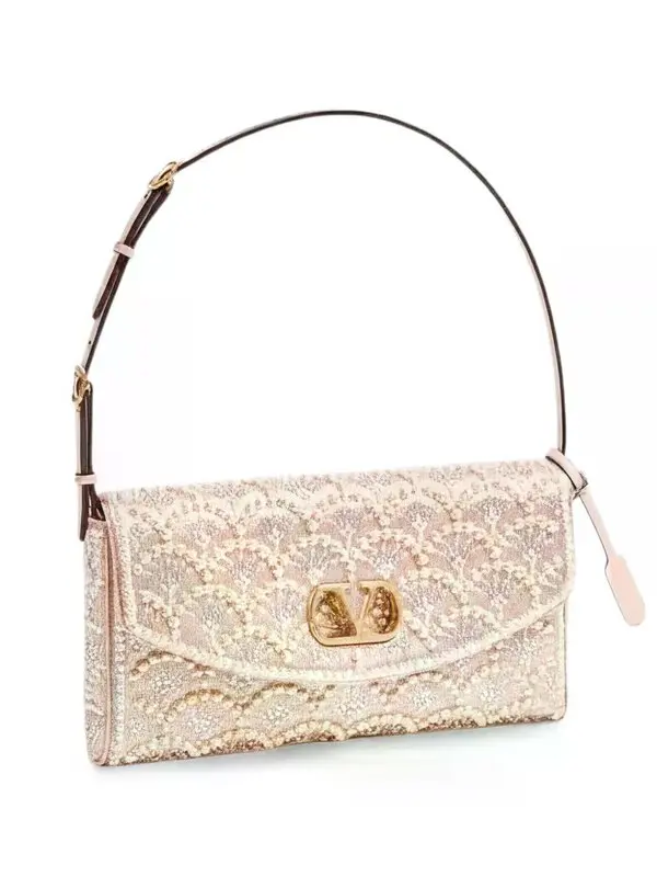 Valentino Garavani Devain Small Shoulder Bag With Pearls And Rhinestones