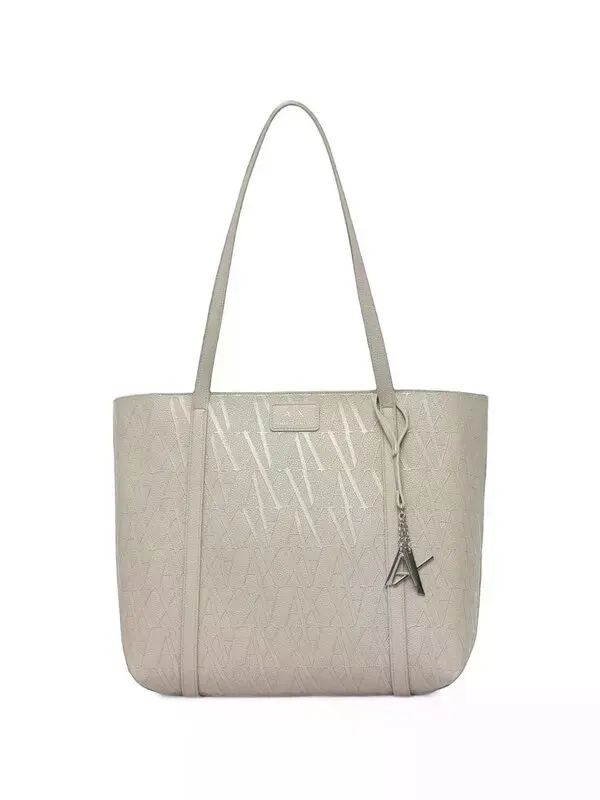 Armani Exchange Monogram-embossed Logo-plaque Tote Bag - Neutrals