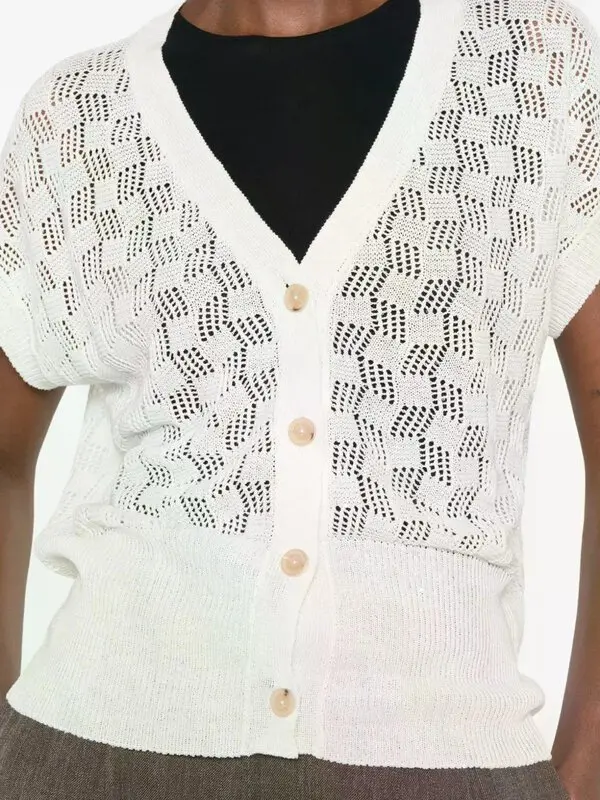 PANICALE Perforated-knit V-neck Cardigan