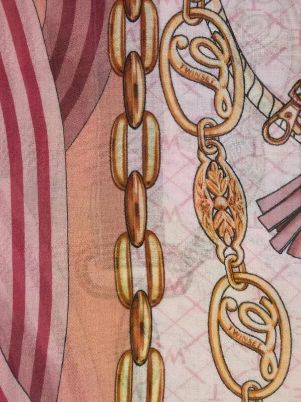 TWINSET Chain-print Striped Scarf