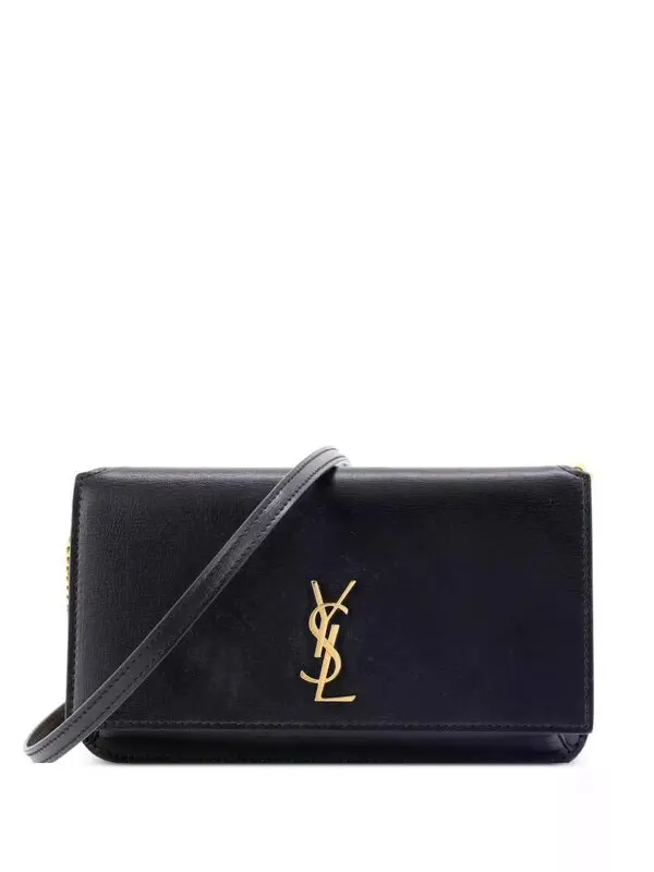 Saint Laurent Classic Monogram Phone Holder Shoulder Crossbody Bag - Black
