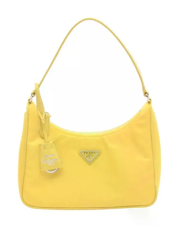 Prada Saffiano Trimmed Tessuto Re-edition 2005 Shoulder Bag - Yellow