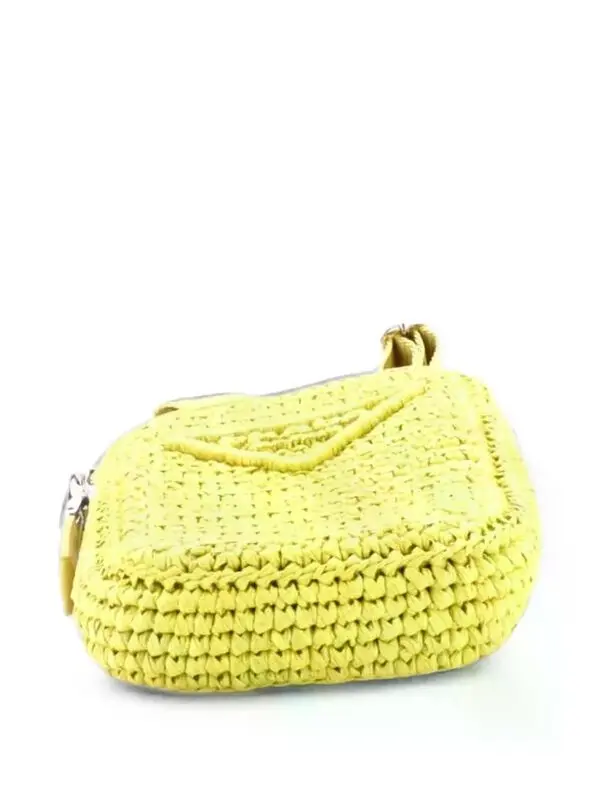 Prada Zip Phone Holder Raffia Crossbody Bag