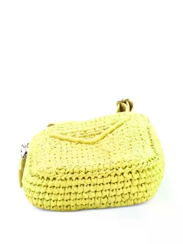 Prada Zip Phone Holder Raffia Crossbody Bag - Green