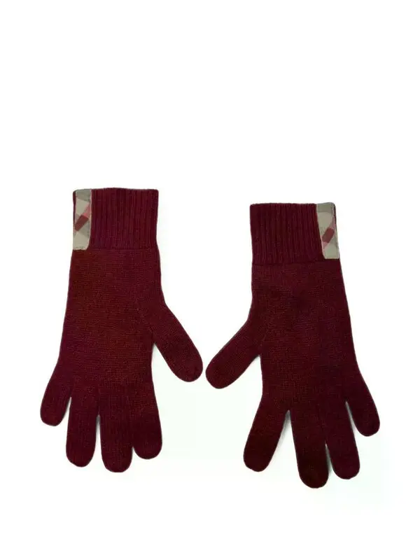 Burberry Rib-knit Cashmere Beanie Hat, Scarf, And Gloves Set - Red