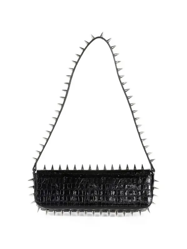 ABRA Spike-embellished Crocodile-effect Leather Shoulder Bag