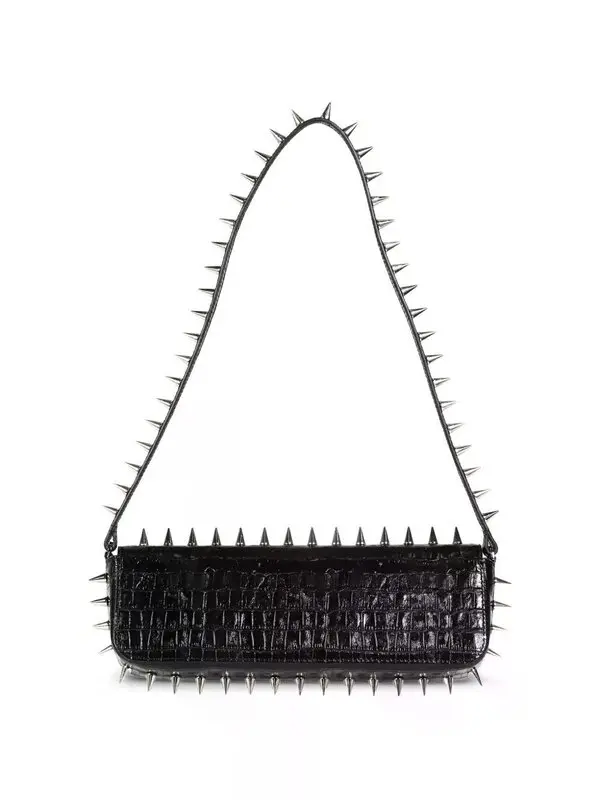 ABRA Spike-embellished Crocodile-effect Leather Shoulder Bag