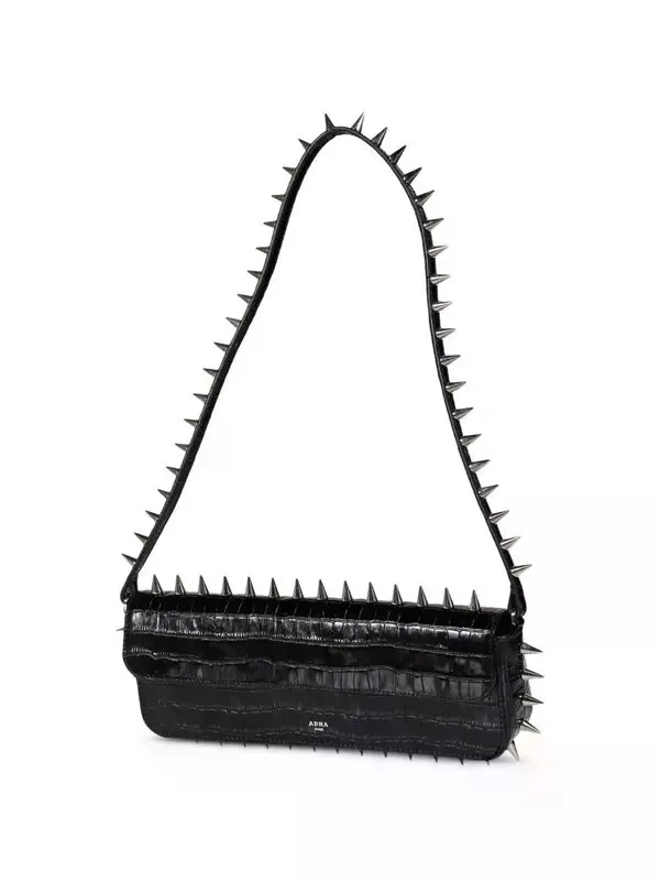 ABRA Spike-embellished Crocodile-effect Leather Shoulder Bag