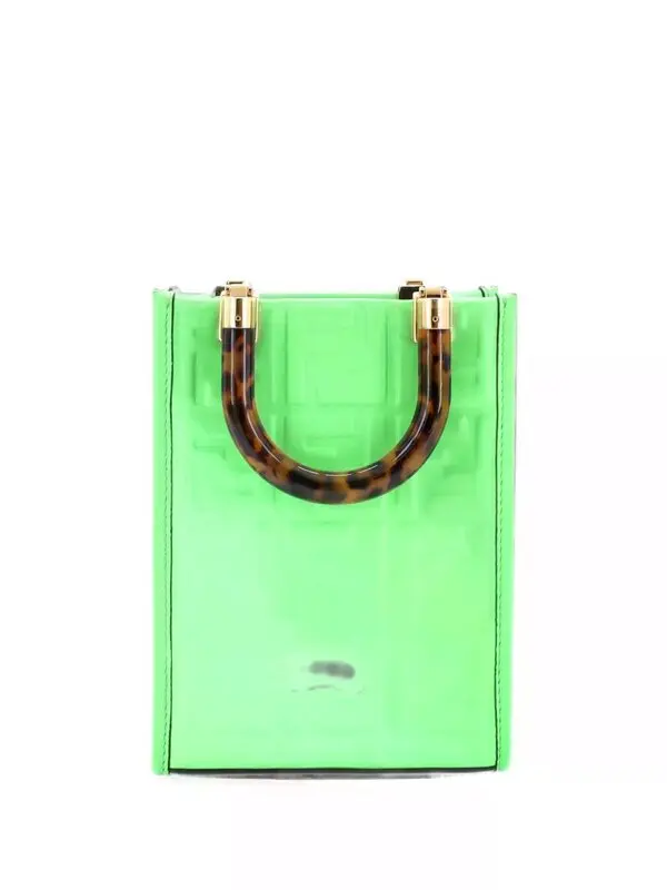 Fendi Sunshine Shopper Zucca Embossed Leather Mini Tote Bag