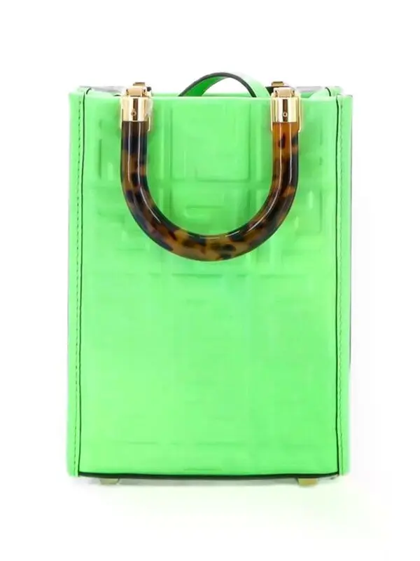 Fendi Sunshine Shopper Zucca Embossed Leather Mini Tote Bag