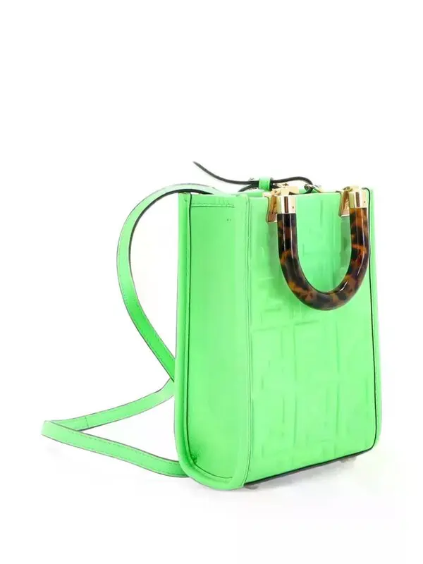 Fendi Sunshine Shopper Zucca Embossed Leather Mini Tote Bag