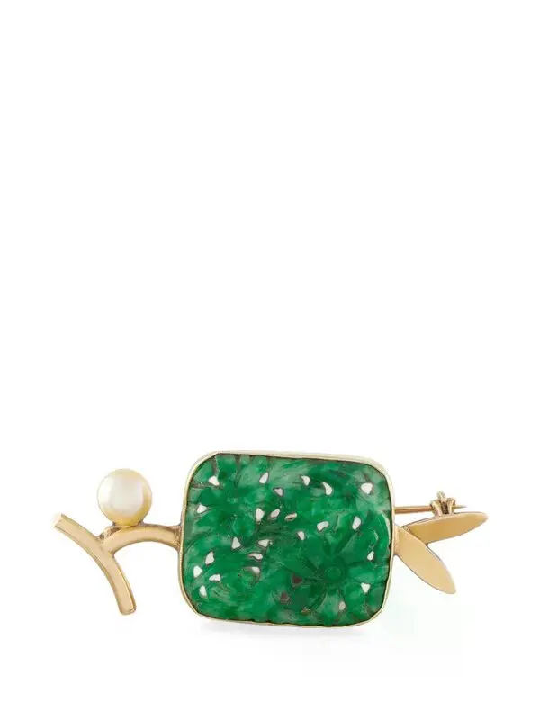 LB EXCLUSIVE Jade And Pearl Brooch - Gold