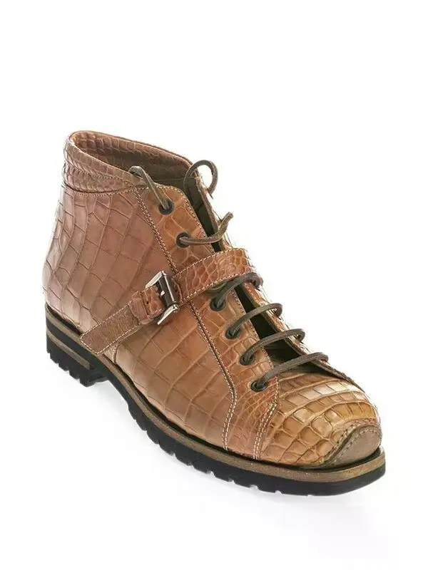 Santoni Croc-effect Buckle-fastening Boots