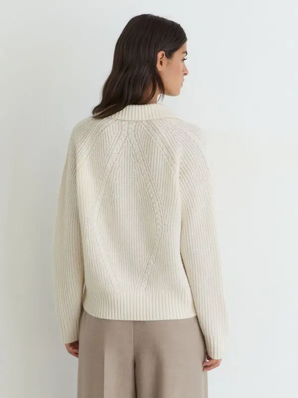 REISS Lindy Wool-cashmere Cable-knit Detail Jumper - Cream