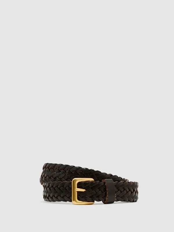 REISS Pippa Slim Woven Leather Belt
