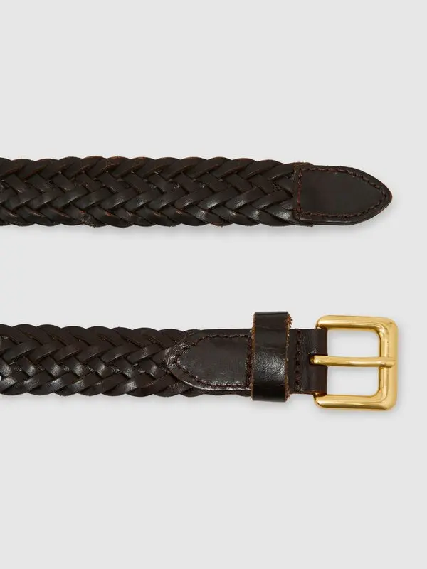 REISS Pippa Slim Woven Leather Belt