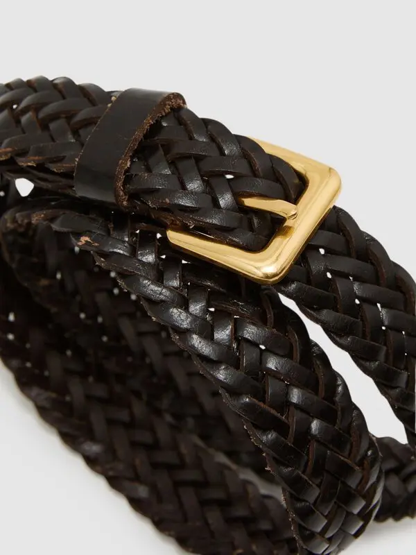 REISS Pippa Slim Woven Leather Belt