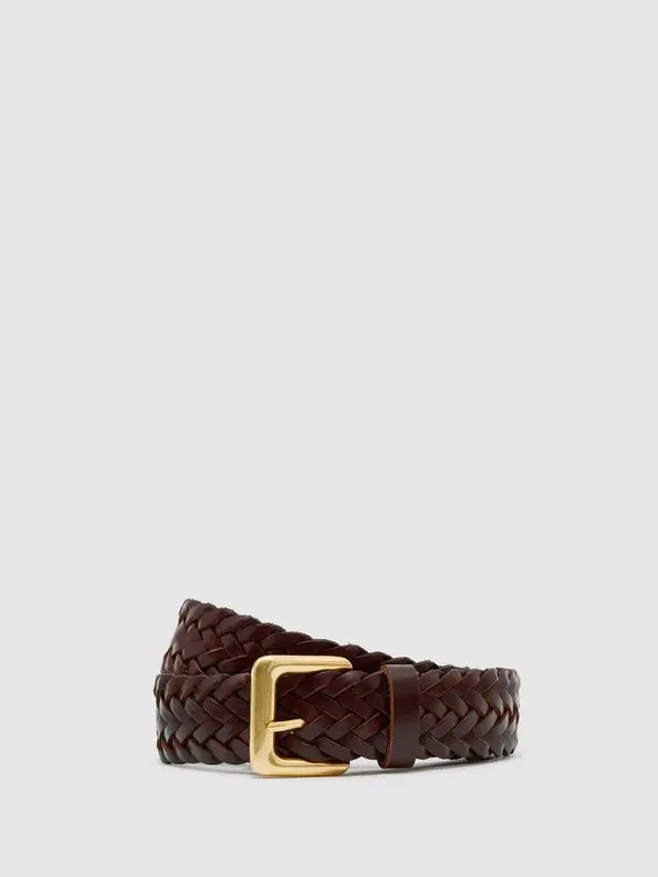 REISS Penelope Leather Woven Belt
