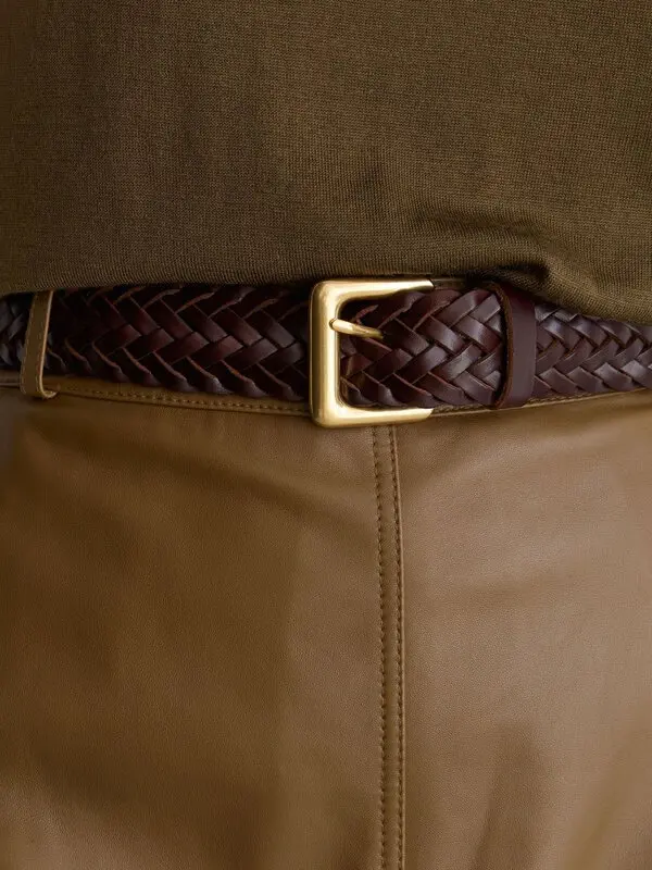 REISS Penelope Leather Woven Belt