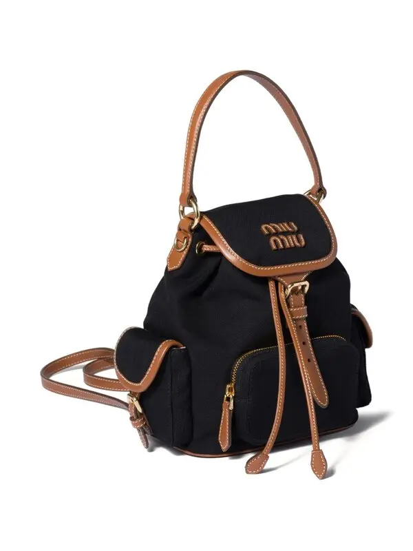 Miu Miu Canvas And Leather Medium Backpack